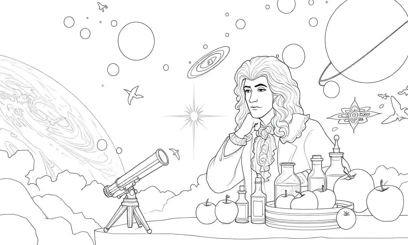 Heroes of Science: Isaac Newton Coloring Page and His Life - Next ...