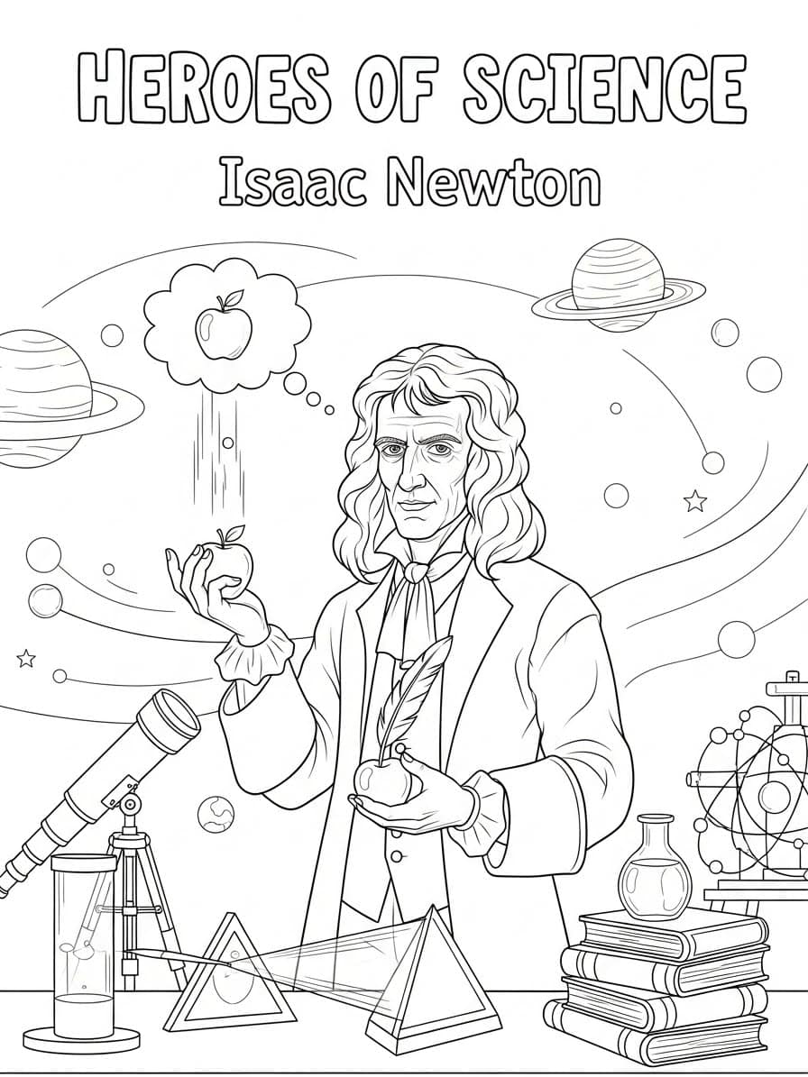 Heroes of Science: Isaac Newton Coloring Page and His Life - Next ...